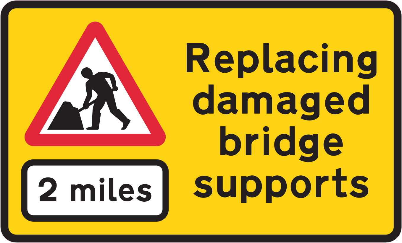 Indicates the nature of the works sign - UK Road Sign