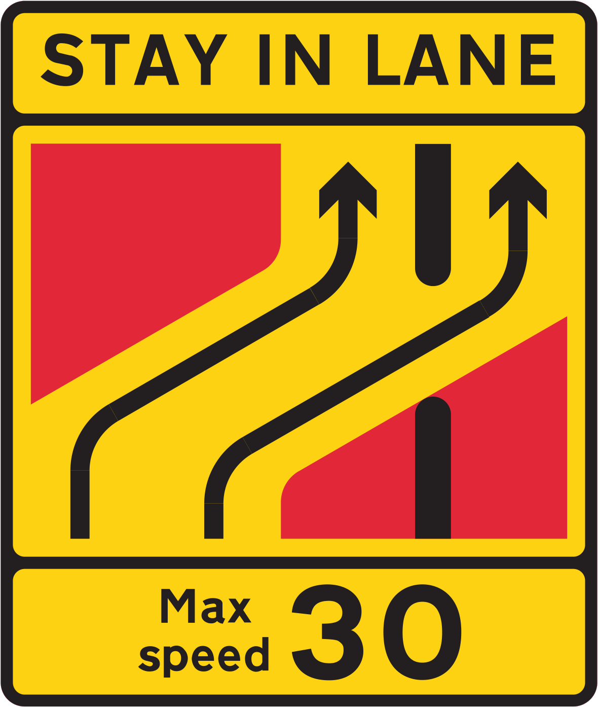 Two traffic lanes move to the right - one of these lanes crosses over ...