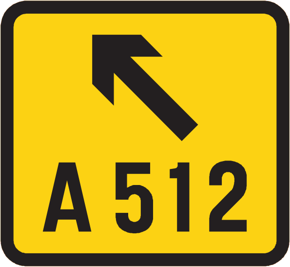 Located on a motorway when exit route leaves the main through route ...