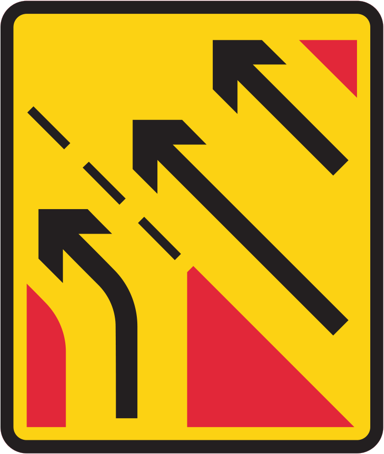 Sign for drivers on slip road indicating the slip road joins the main ...