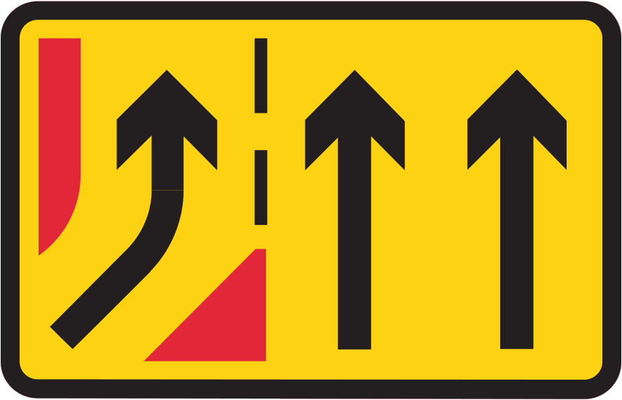 Sign for drivers on main carriageway indicating the slip road joins the ...