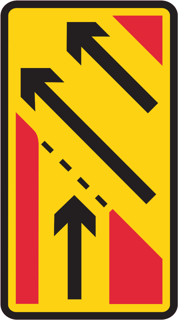 Sign for drivers on slip road indicating the slip road joins the main ...