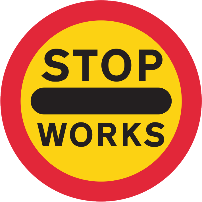 Vehicular traffic must not proceed beyond the sign sign - UK Road Sign
