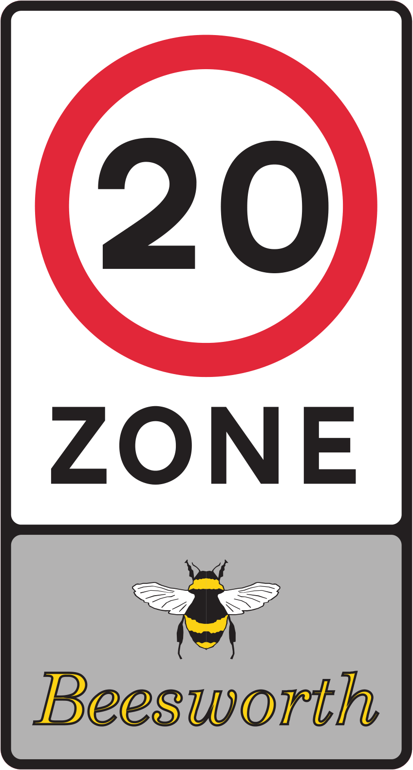 Entrance to a 20 mph zone sign - UK Road Sign
