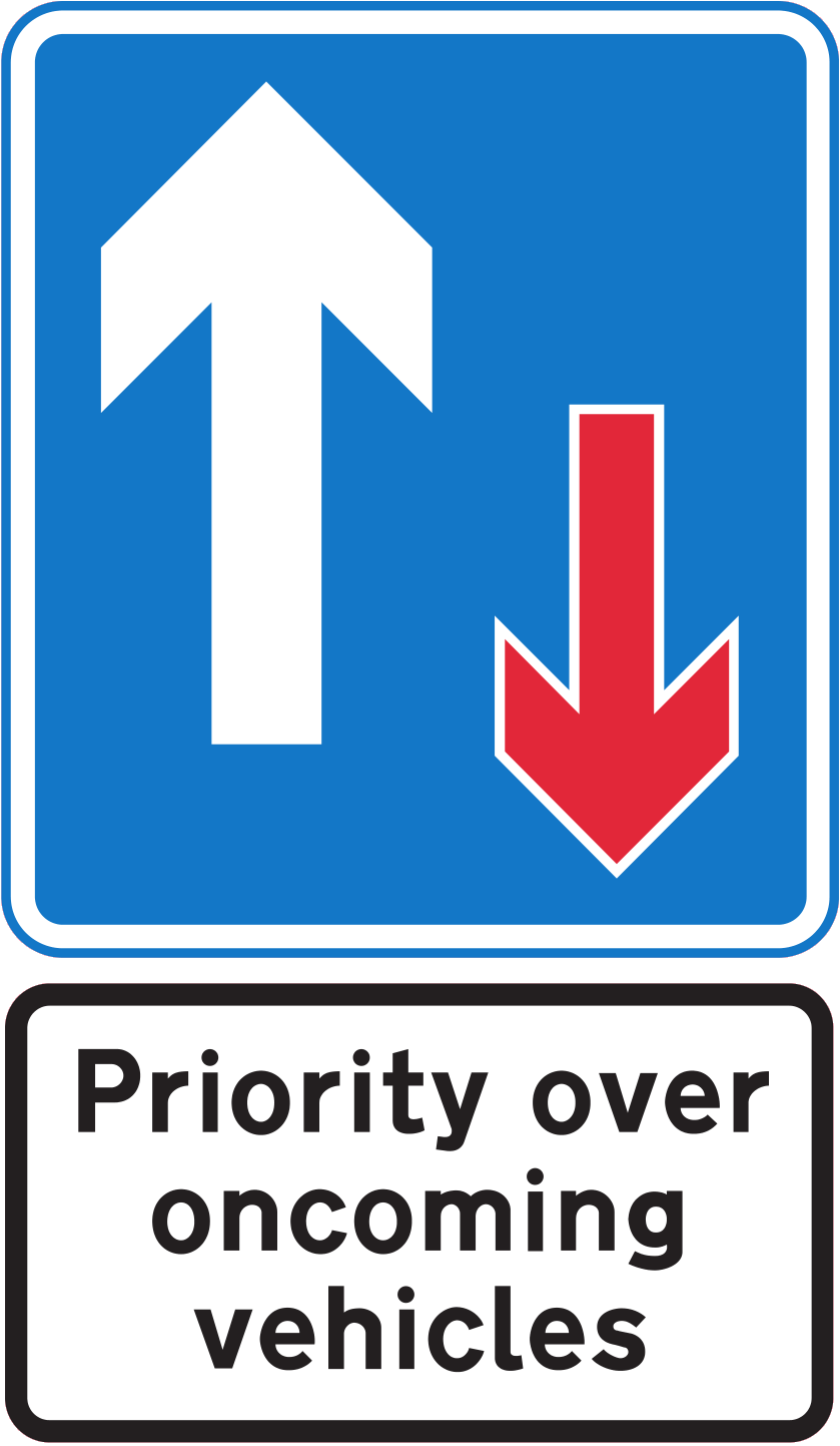 Priority over vehicles coming from the opposite direction sign - UK ...