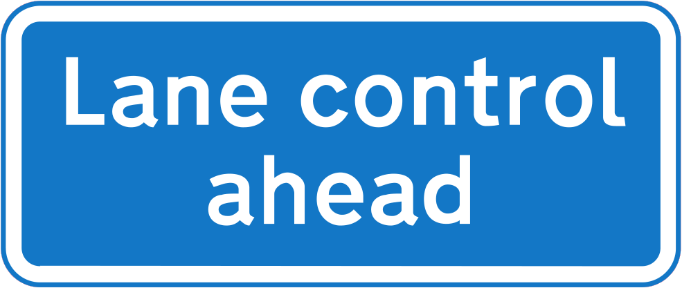Lane control on road ahead sign - UK Road Sign