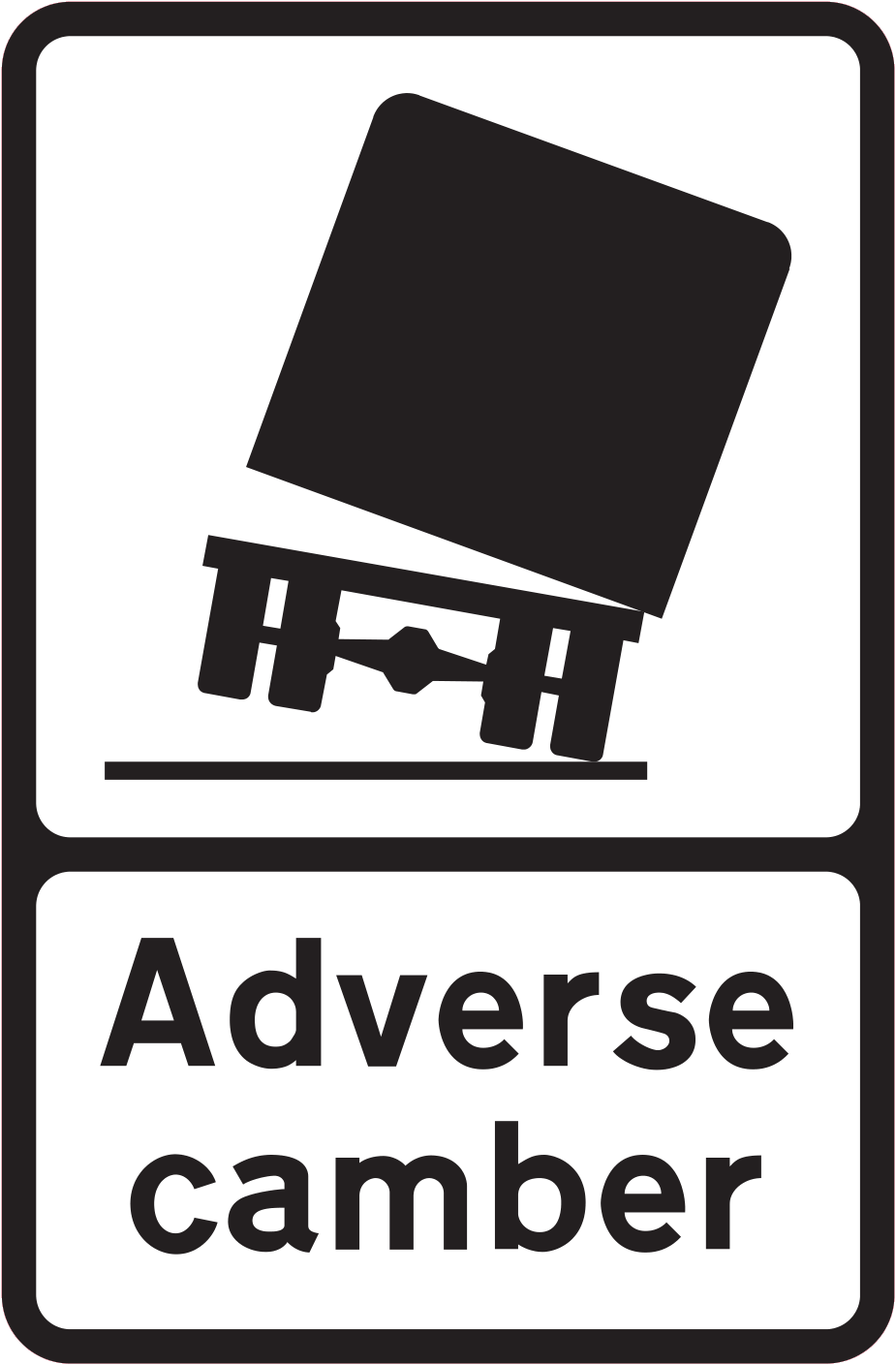 Risk of lorries overturning on bend to the left sign - UK Road Sign