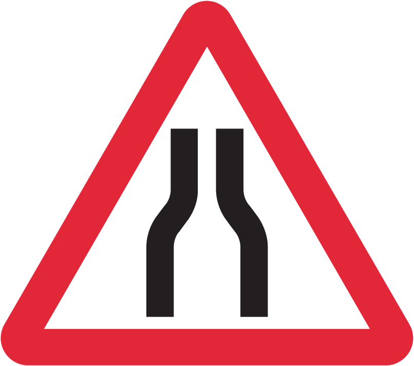 Road narrows on both sides sign - UK Road Sign