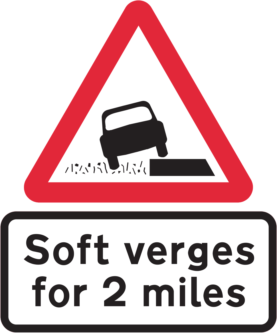 Soft verges for distance shown sign - UK Road Sign