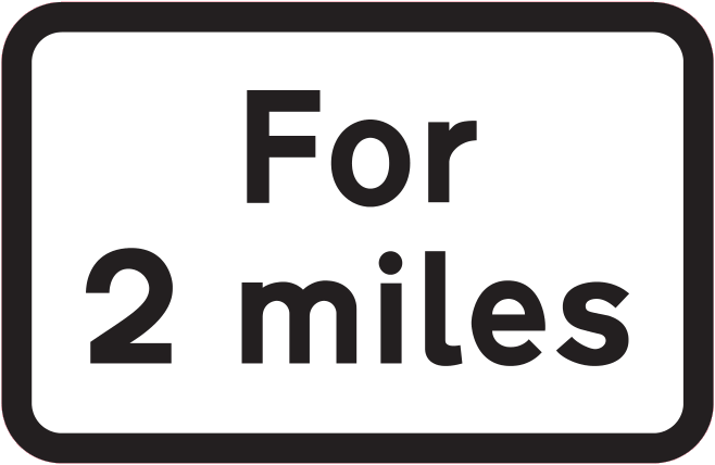 Distance over which hazard extends sign - UK Road Sign