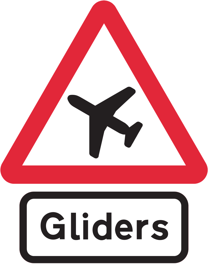 Gliders likely sign - UK Road Sign