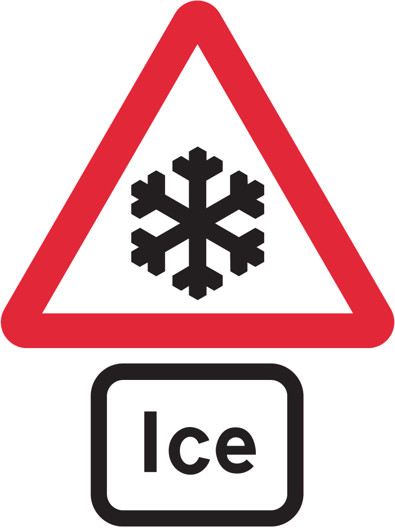 Risk of ice sign - UK Road Sign