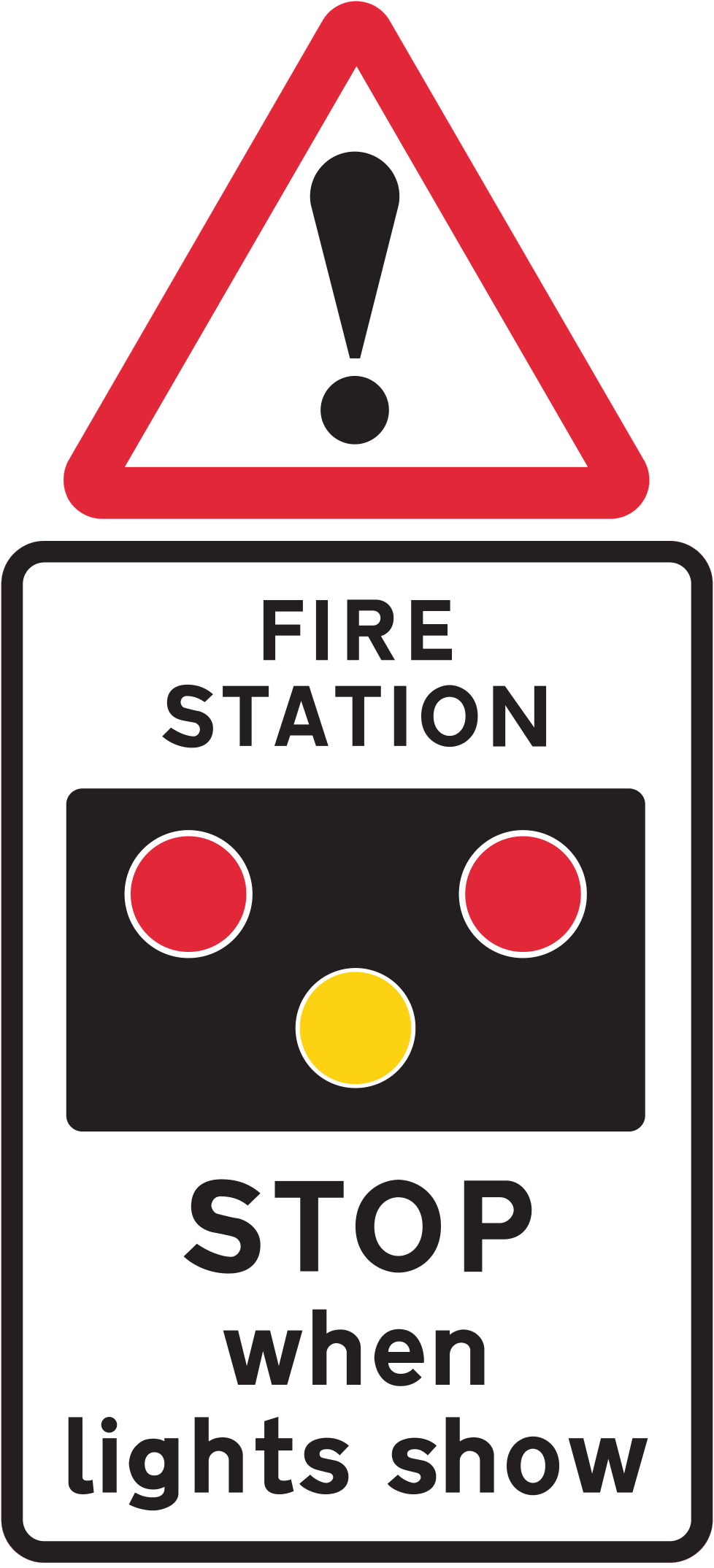 Fire station ahead sign - UK Road Sign