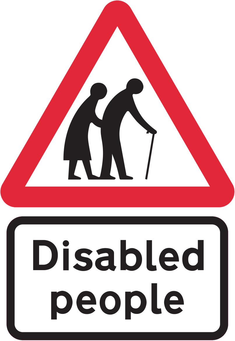 Disabled pedestrians sign - UK Road Sign