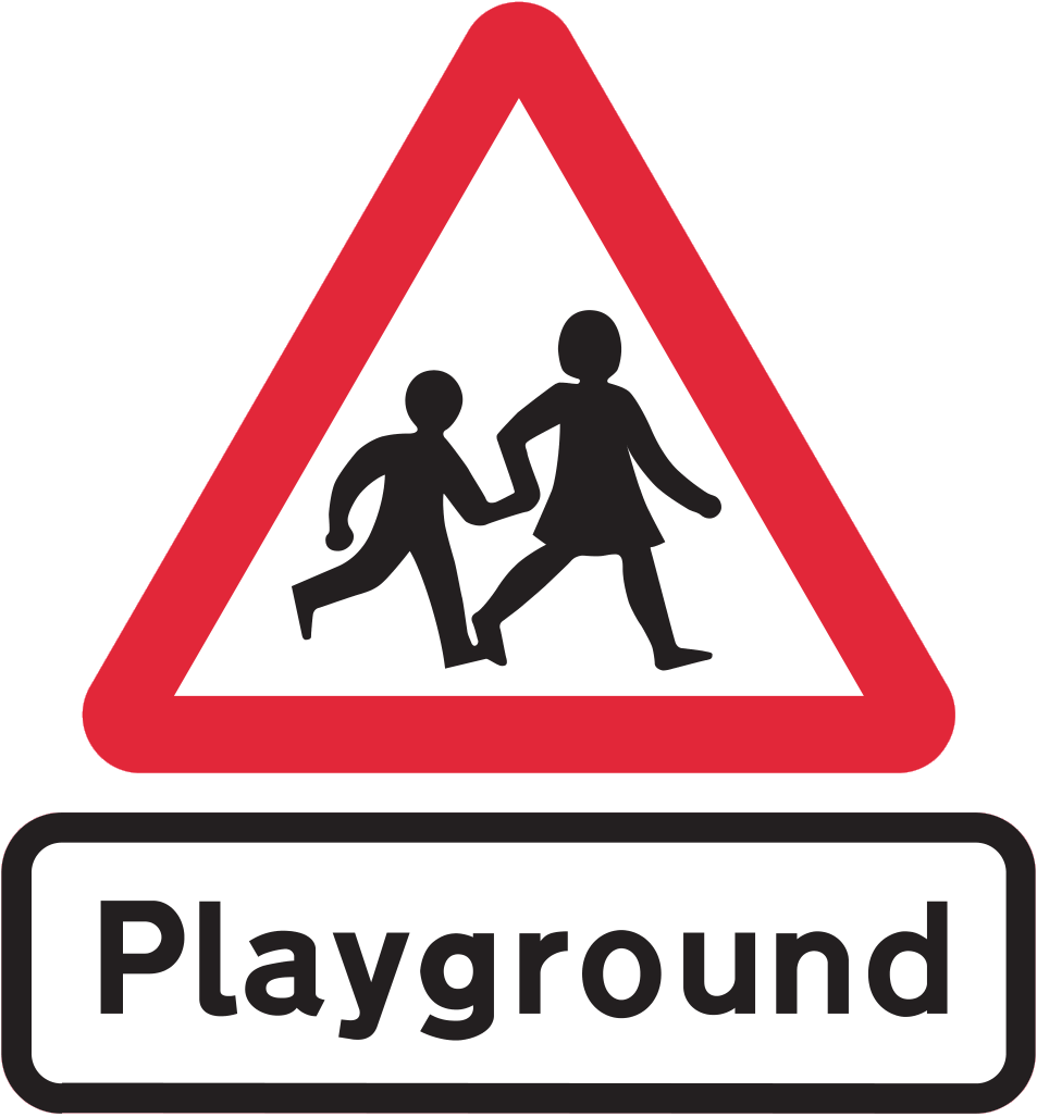 Children going to or from a playground sign - UK Road Sign