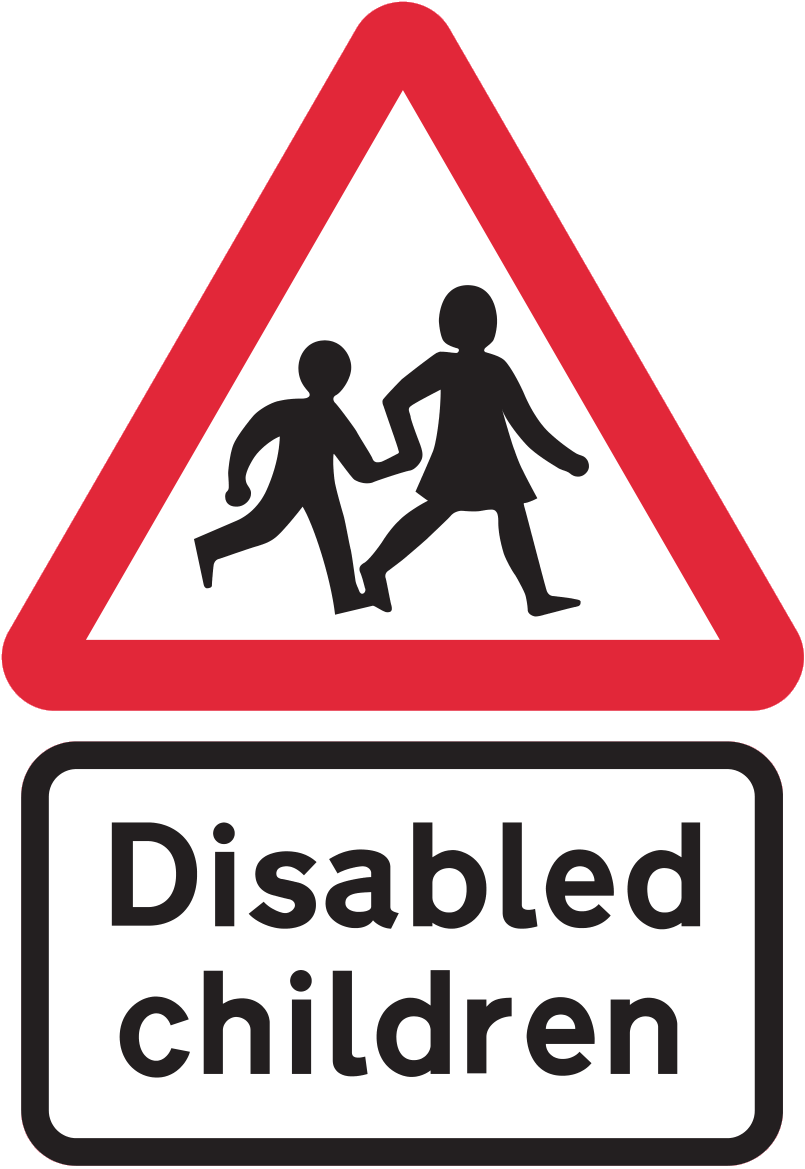 Disabled children ahead sign - UK Road Sign