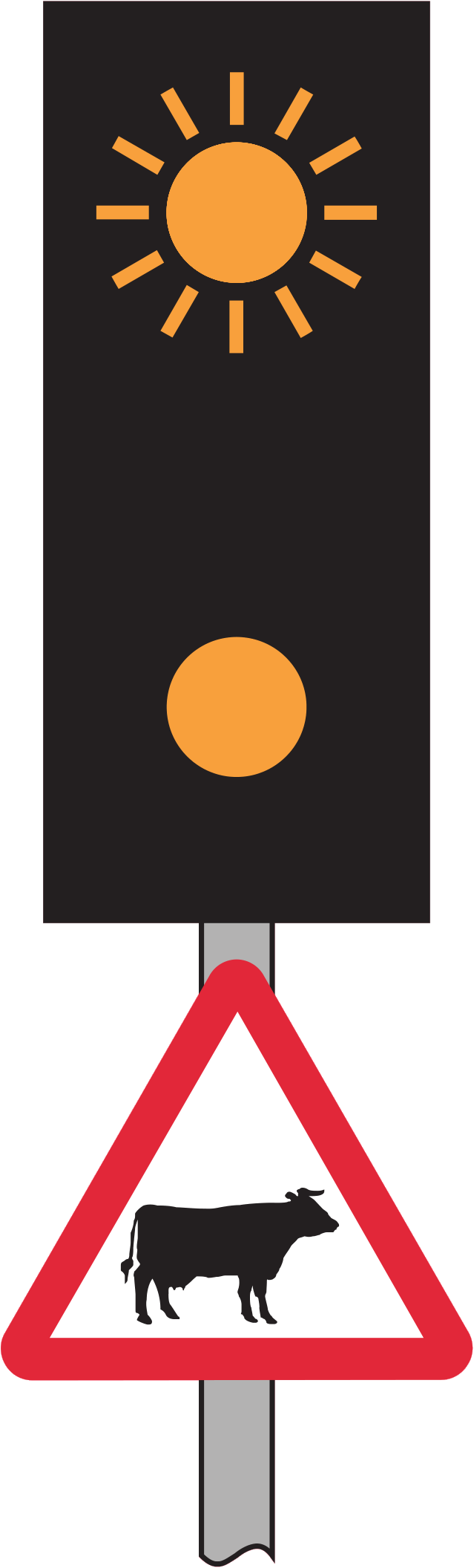Supervised cattle crossing sign - UK Road Sign